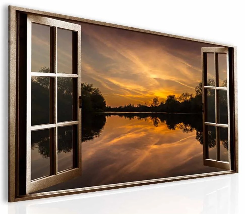 3D obraz okno zrcadlení na hladině Velikost (šířka x výška): 120x80 cm