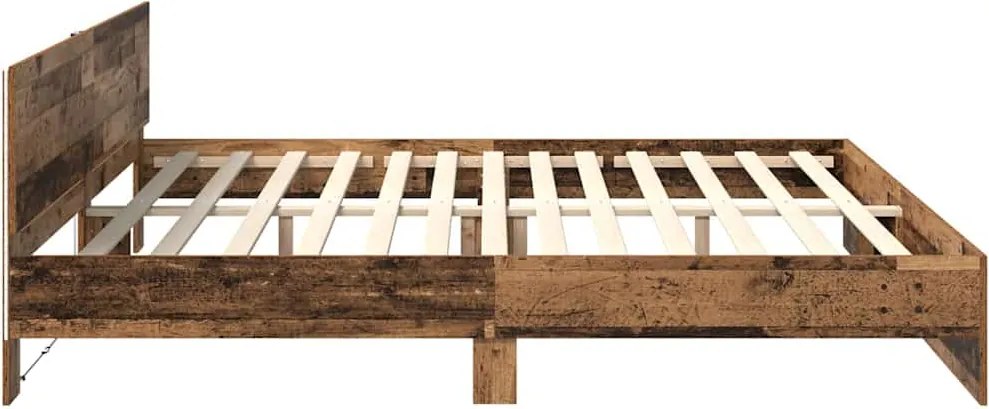 Rám postele s čelo Staré dřevo 200 x 200 cm Kompozitní dřevo 3403601