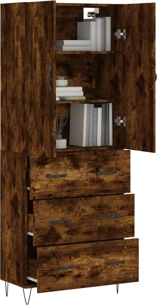 Skříň highboard kouřový dub 69,5 x 34 x 180 cm kompozitní dřevo 3198086