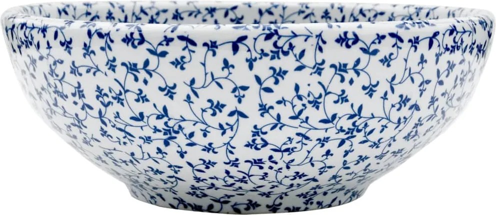 Umyvadlo na desku bílé a modré kulaté Φ 41 x 14 cm keramika 155050