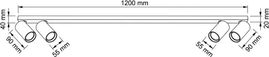 BRILAGI - Bodové svítidlo SELE LONG 4xGU10/30W/230V černá