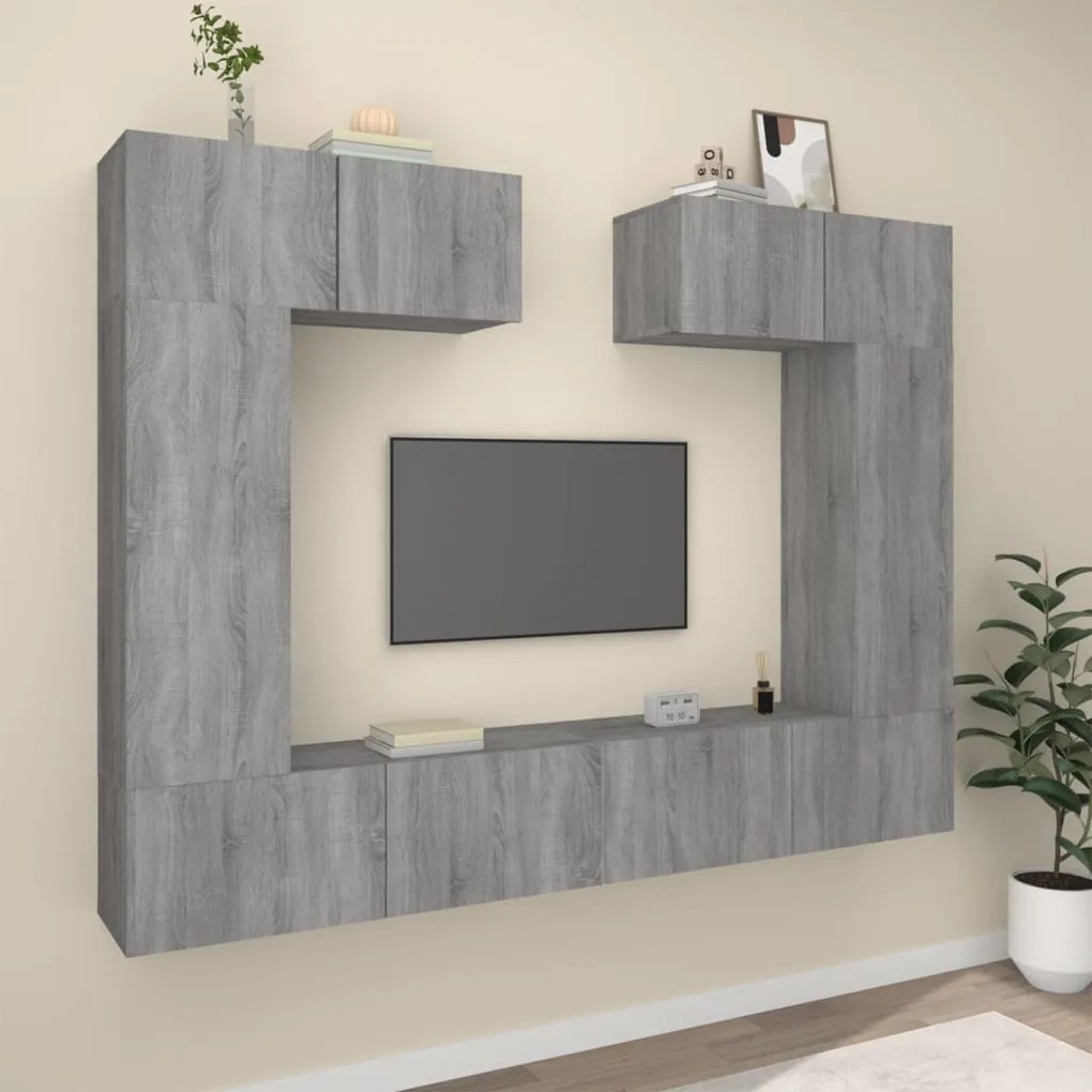 6dílný set TV skříněk šedý sonoma kompozitní dřevo 3114468