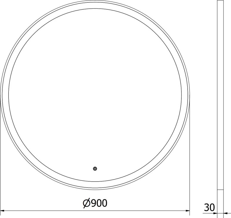 Mexen Esso, kulaté LED podsvícené koupelnové zrcadlo 90 cm, 6000K, topná podložka proti zamlžování, zlatý rám, 9825-090-090-611-50