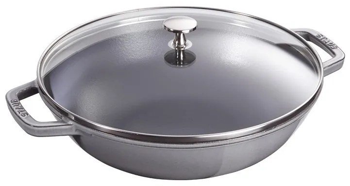 Staub Wok se skleněnou poklicí 30 cm - černá