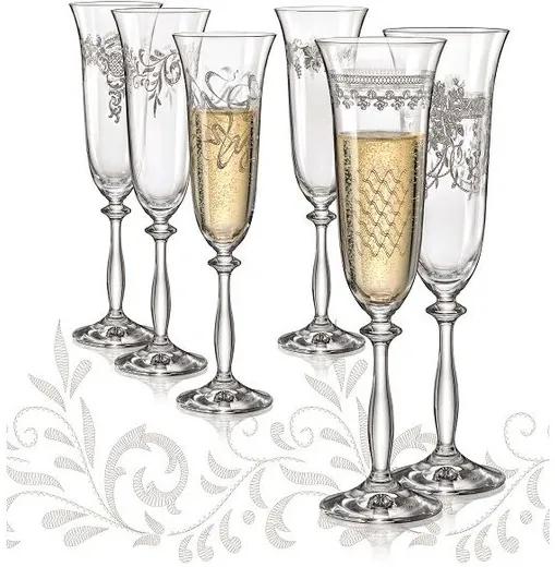 Crystalex Sklenice na šampaňské Angela Royal 190 ml, 6 ks (mix dekorů)