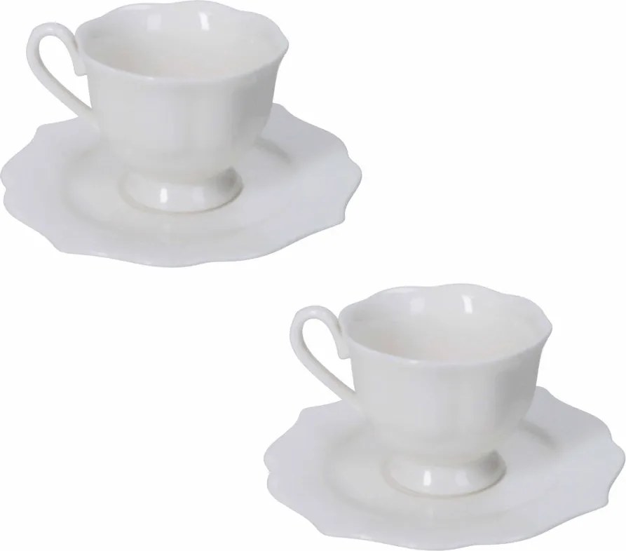 Bílé šálky v sadě 2 ks z kostního porcelánu 80 ml Queen – Brandani
