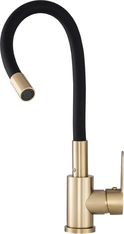 Gamma Flex 2000, stojánková dřezová baterie s flexibilním ramenem, černá-zlatá matná, GMA-BFX-2000BGD