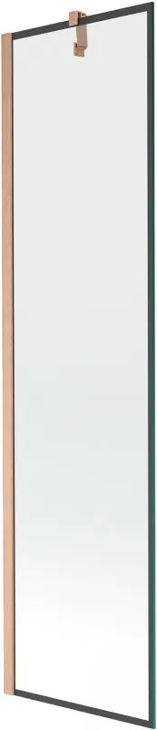Mexen Next, 1-křídlová vanová zástěna 50 x 150 cm, 6mm čiré sklo - černý vzor, měděná matná, 895-050-000-00-70-65