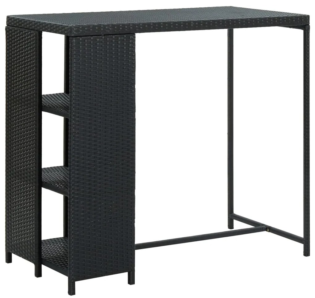 Barový stolek s úložným regálem černý 120x60x110 cm polyratan,  313476