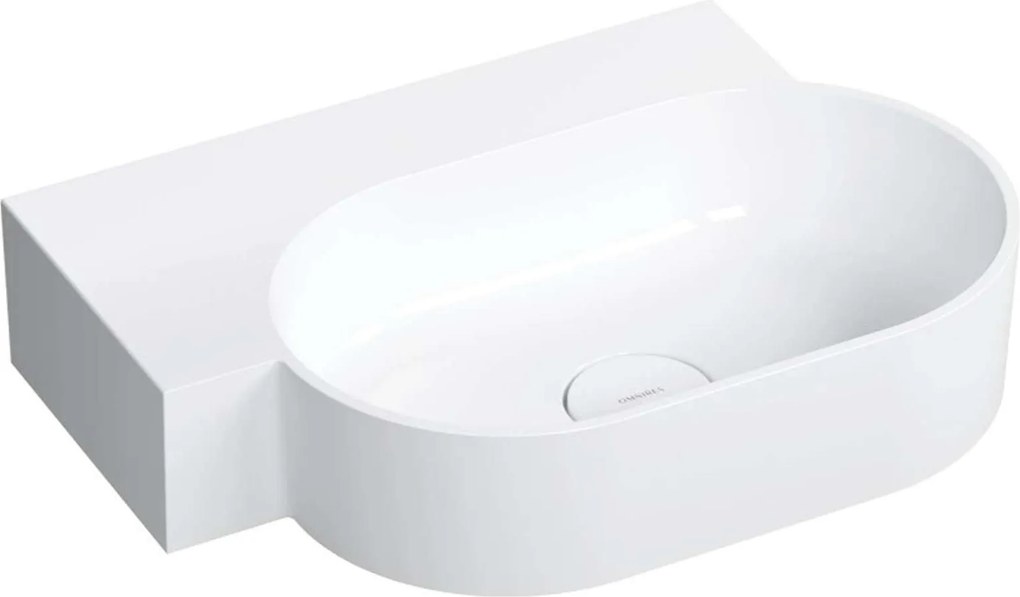 OMNIRES Ovo M+ - Umyvadlo 56x39 cm, bez přepadu, bez otvoru pro baterii, levé, bílá OVO555UWLBP