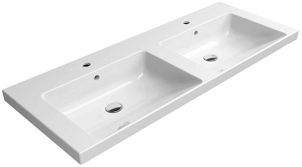 Sapho GSI Norm - Dvojumyvadlo 125x50 cm, se 2 otvory pro baterii, ExtraGlaze, bílá 8627111