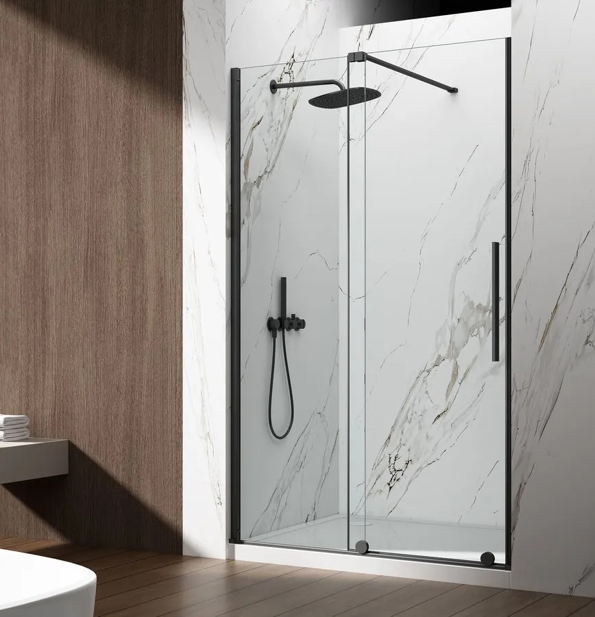 Gelco Spirit Black sprchové dveře do niky 140 x 200 cm posuvné černá čiré sklo GI1014B