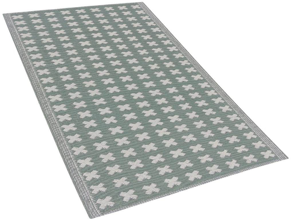 Zelený venkovní koberec s geometrickým vzorem 90 x 180 cm ROHTAK  Beliani