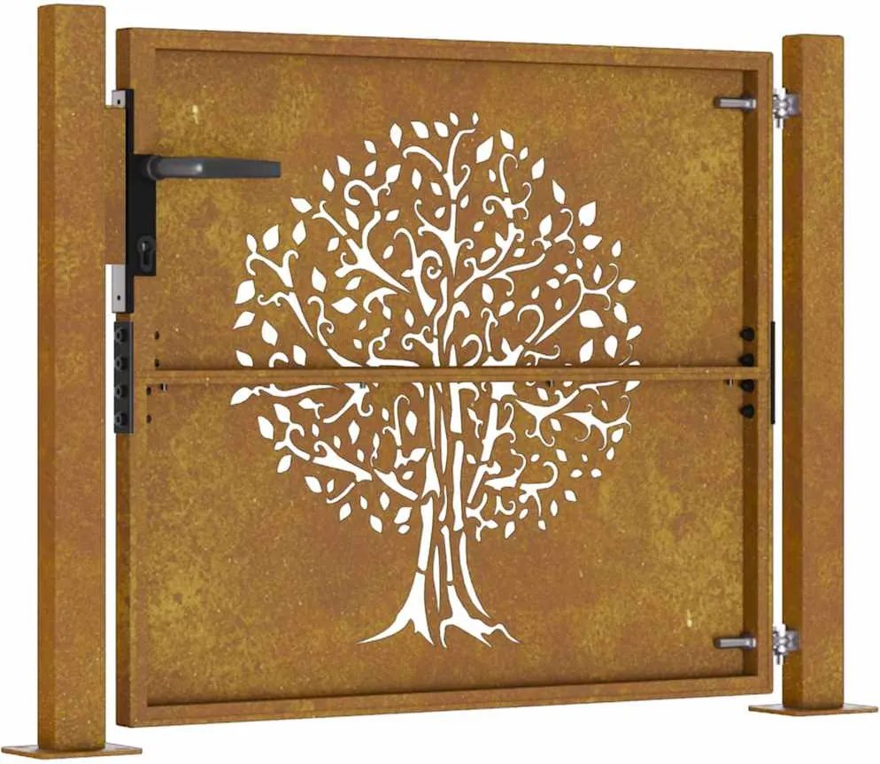 Zahradní branka 100 x 75 cm z cortenové oceli, design stromu 153214