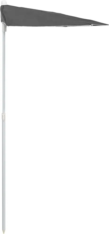 Zahradní půlkruhový slunečník s tyčí 180 x 90 cm antracitový 315561