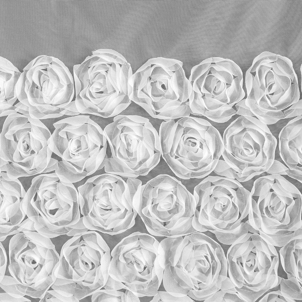 ZÁCLONA NA KROUŽCÍCH EVA MINGE ROSES3 140X250 CM BÍLÁ