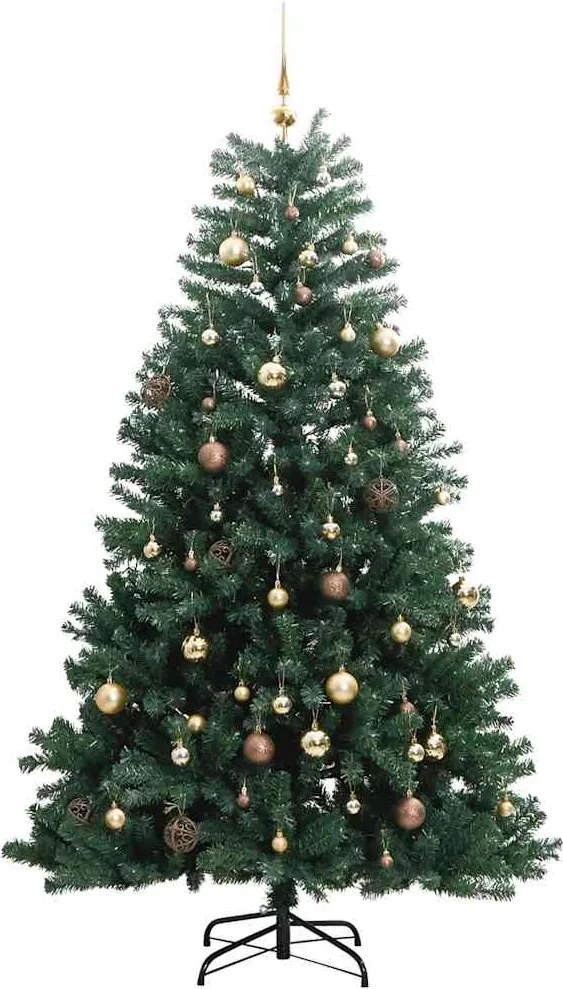 Umělý sklápěcí vánoční stromek s 300 LED a koulemi 210 cm 3210129