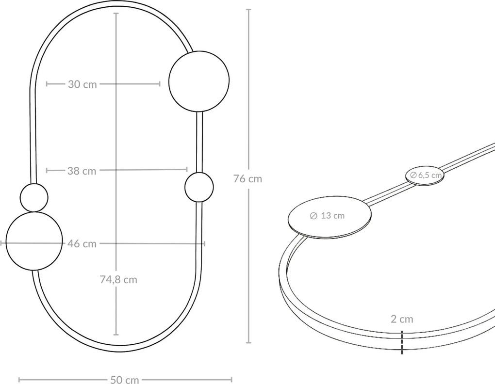 Nástěnné zrcadlo SAANA s geometrickými ozdobami, 46 x 76 cm