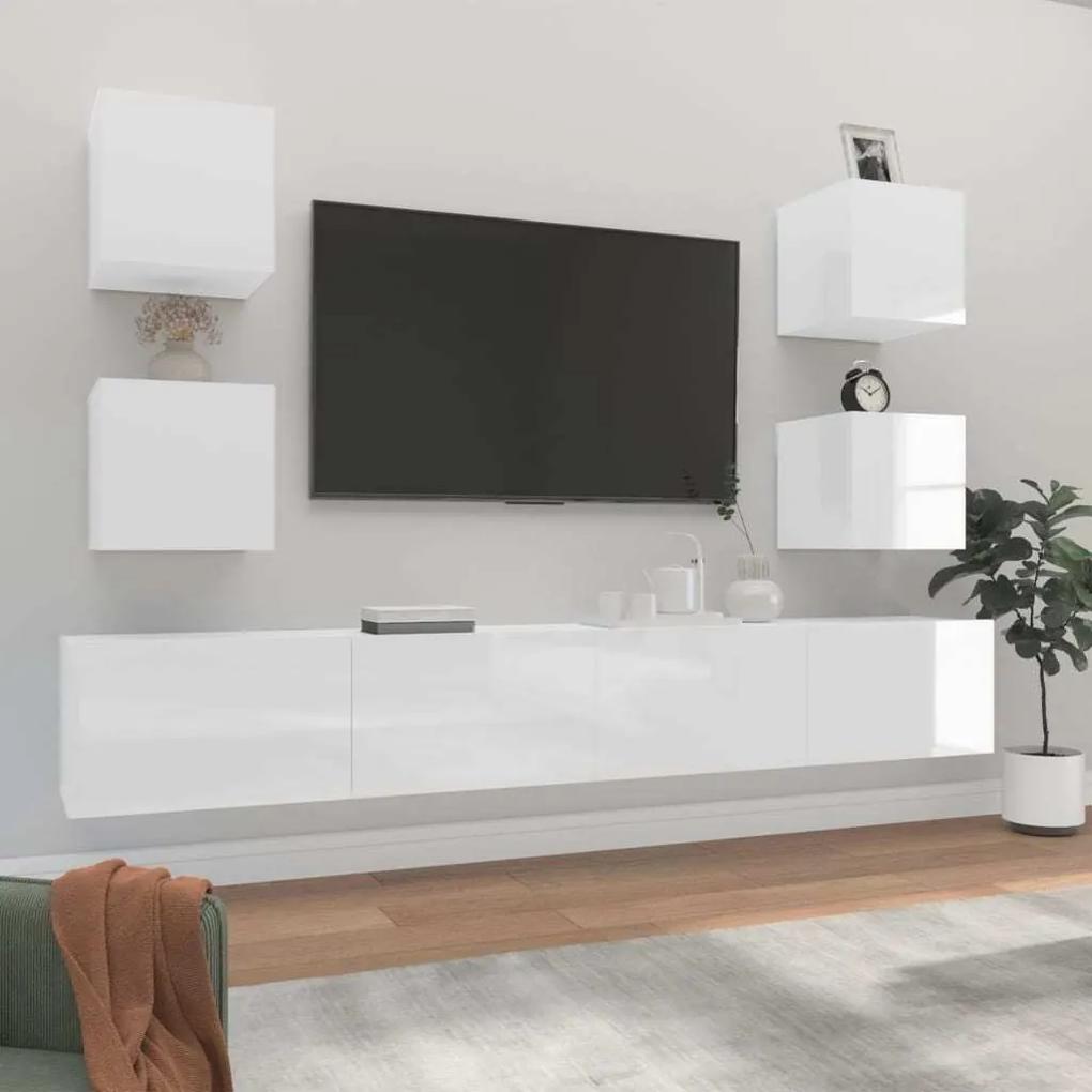 vidaXL 6dílný set TV skříněk kompozitní dřevo [3114264] Barva: Bílá