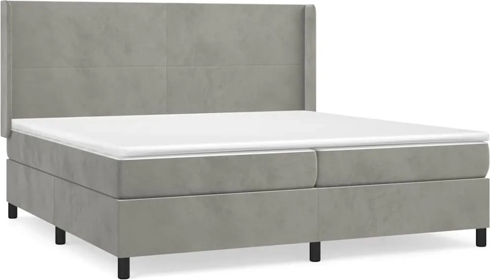 Box spring postel s matrací světle šedá 200x200 cm samet 3132579