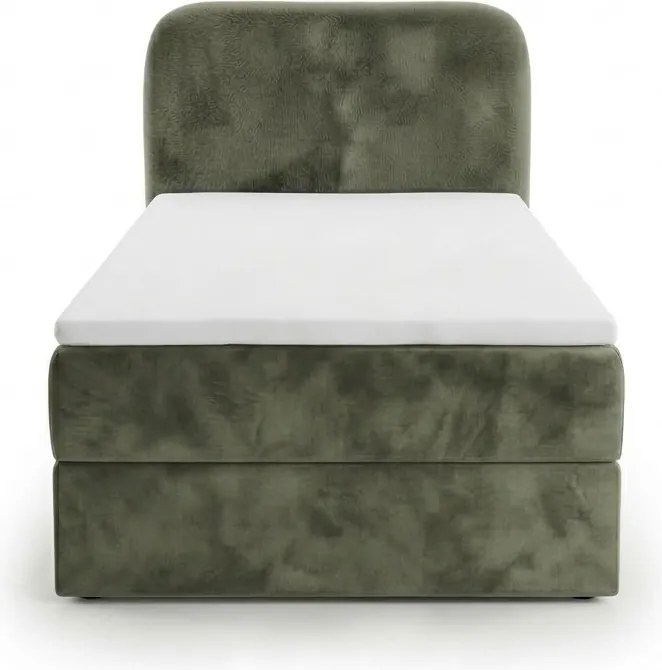 Čalouněná postel boxspring FORENA 90x200 cm tmavě zelená Matrace: Matrace Bonell pružinová