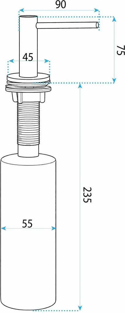 Vestavný dávkovač mýdla/saponátu REA DEX, 300 ml, titan