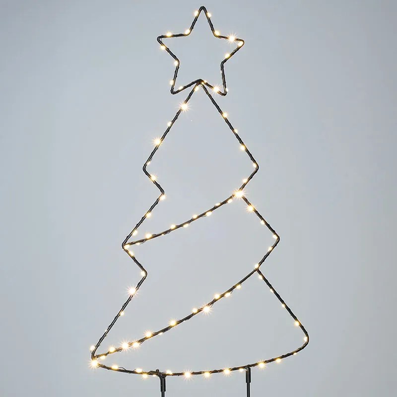 SOLIGHT LED venkovní dekorace vánoční stromeček IP44, 85x LED, časovač, 68cm, 3x AA