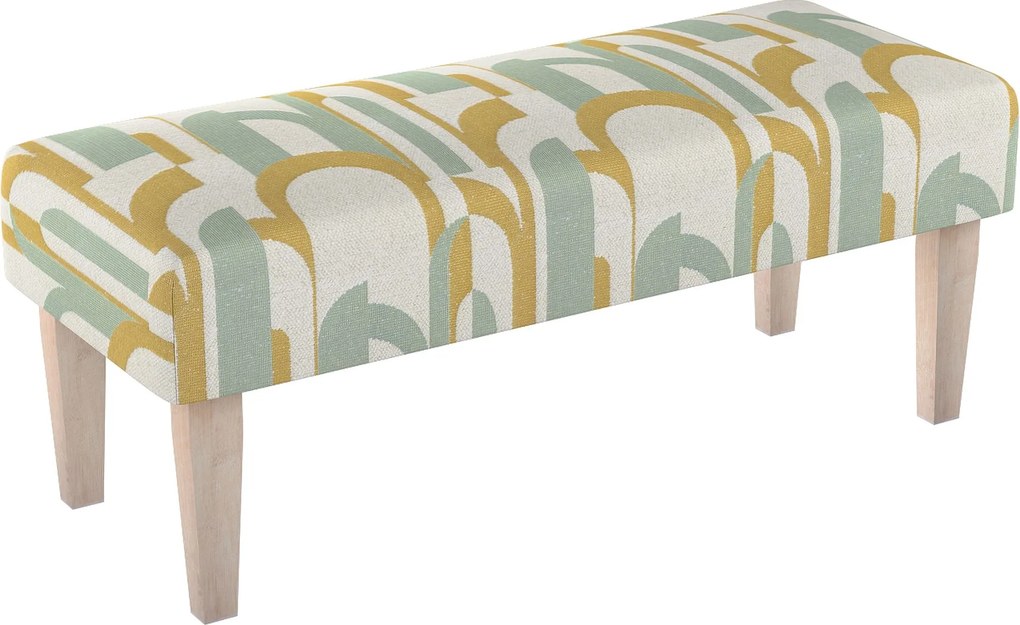 Dlouhá lavička 100x40cm barva zelená látka pletený vzor, vzorované