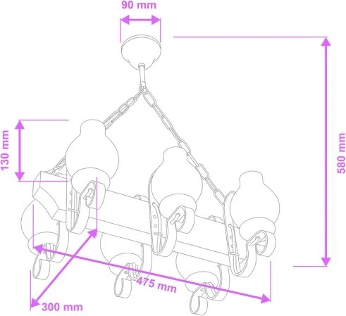 Brilagi - Lustr na řetězu QUEEN 6xE14/40W/230V buk