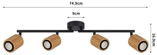 Brilagi - Bodové svítidlo MODERN WOOD 4xGU10/8W/230V kaučukovník/černá