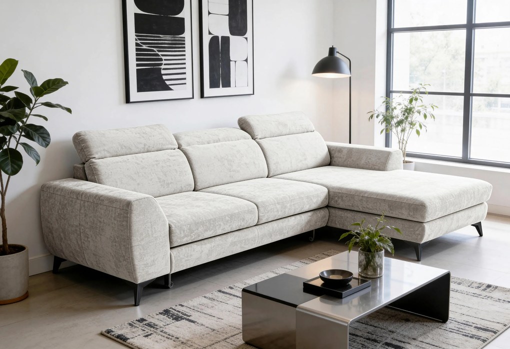 XXXLutz ROHOVÁ SEDAČKA, textil, slonovinová MID.YOU - Sedací soupravy - 000694011006