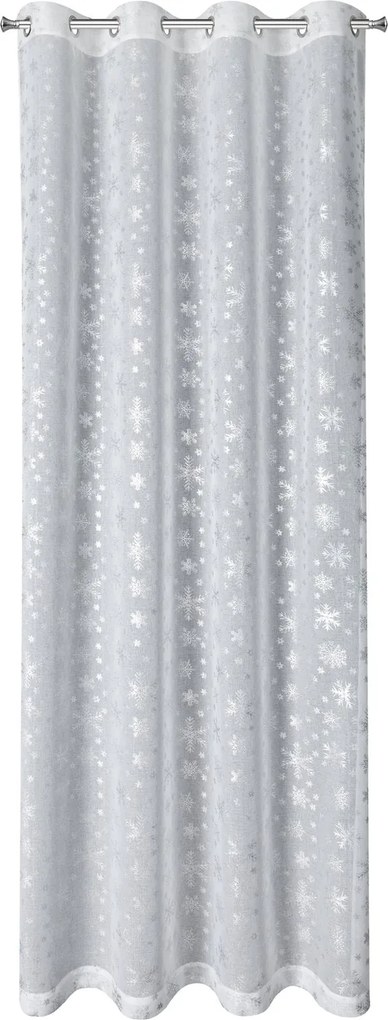 VÁNOČNÍ ZÁCLONA NA KROUŽCÍCH SNOW 140X250 CM VZOROVANÁ