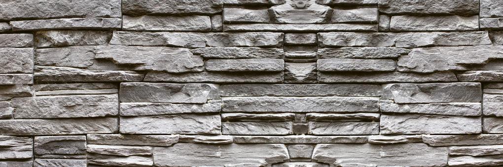 DIMEX | Fototapeta do kuchyně Šedá kamenná zeď KI-180-258 | 180 x 60 cm | šedá