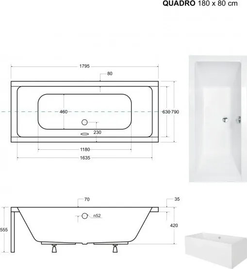 Obdélníková vana QUADRO