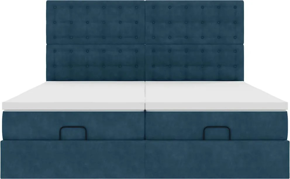 Osmanský rám postele s matracíes tmavě modrá 160x200cm samet 3313806