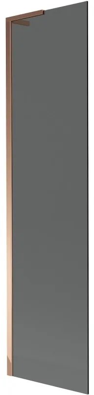 Mexen Next L, 1-křídlová vanová zástěna 50 x 150 cm, 6mm šedé sklo, růžové zlato profil, 895-050-000-03-40-60
