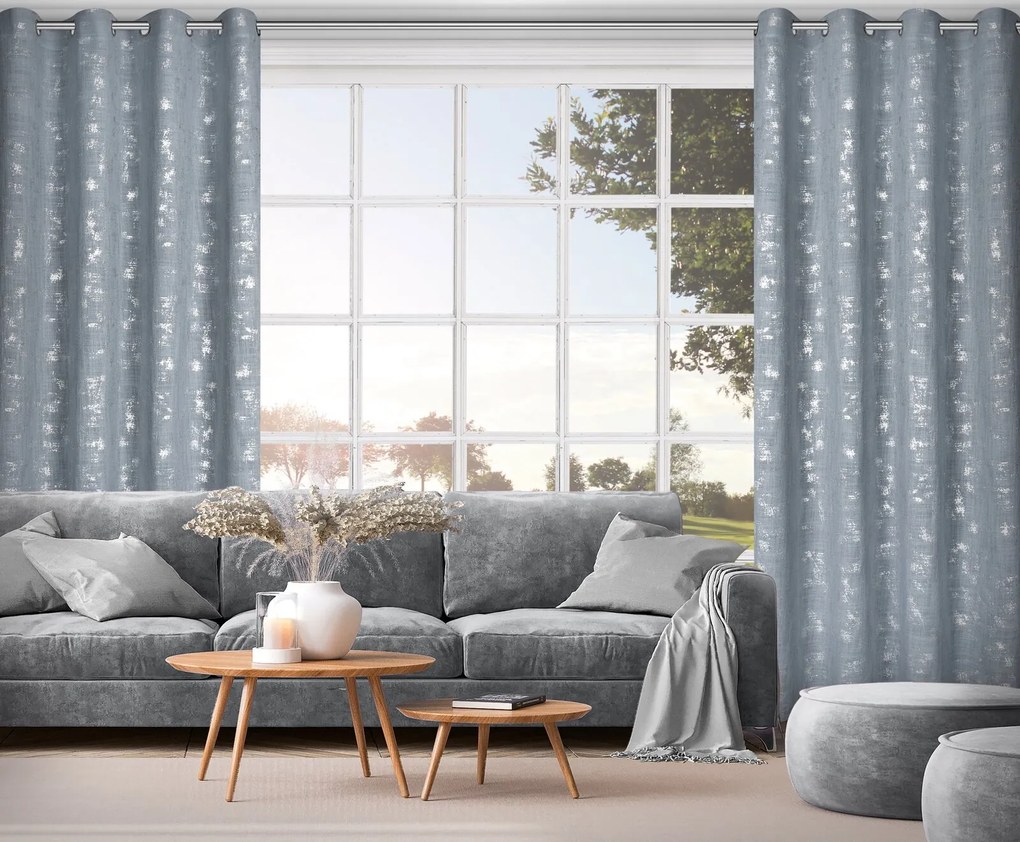 ZÁVĚS NA KROUŽCÍCH SOLANA 140X250 CM SVĚTLEMODRÁ