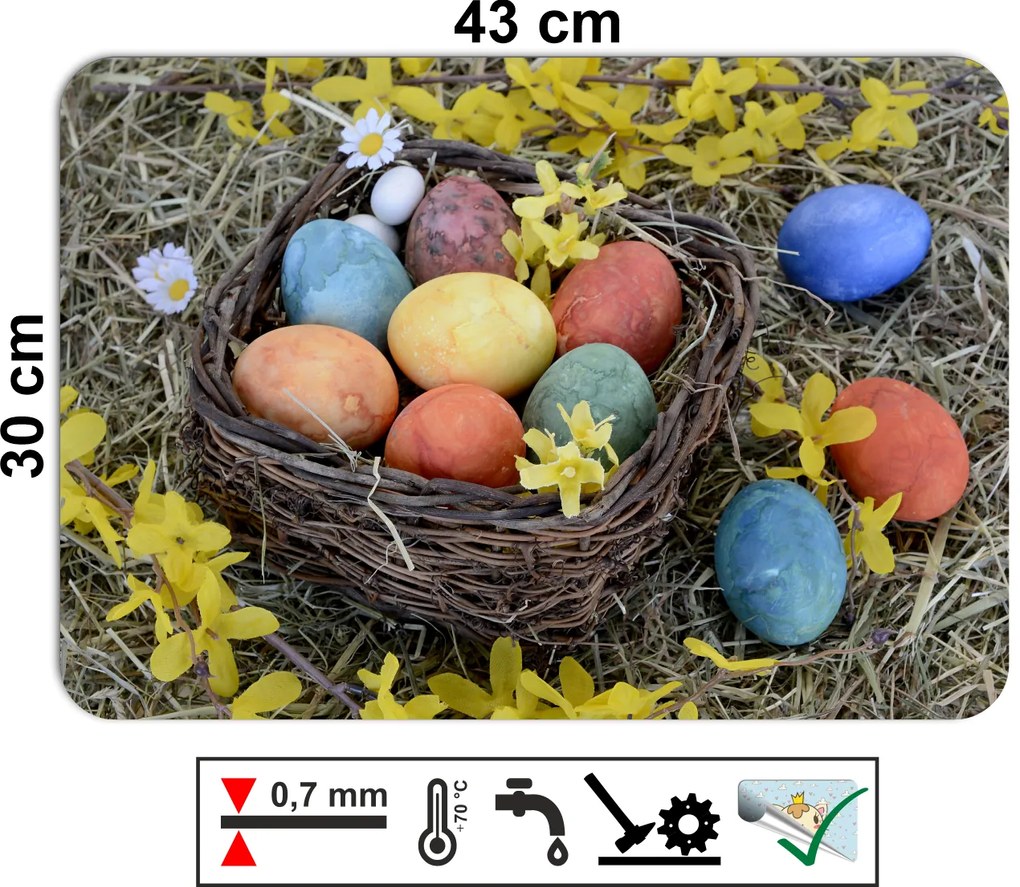 PokojovaDekorace.cz, Velikonoční prostírání - 021, Nabarvená vajíčka, 43x30cm