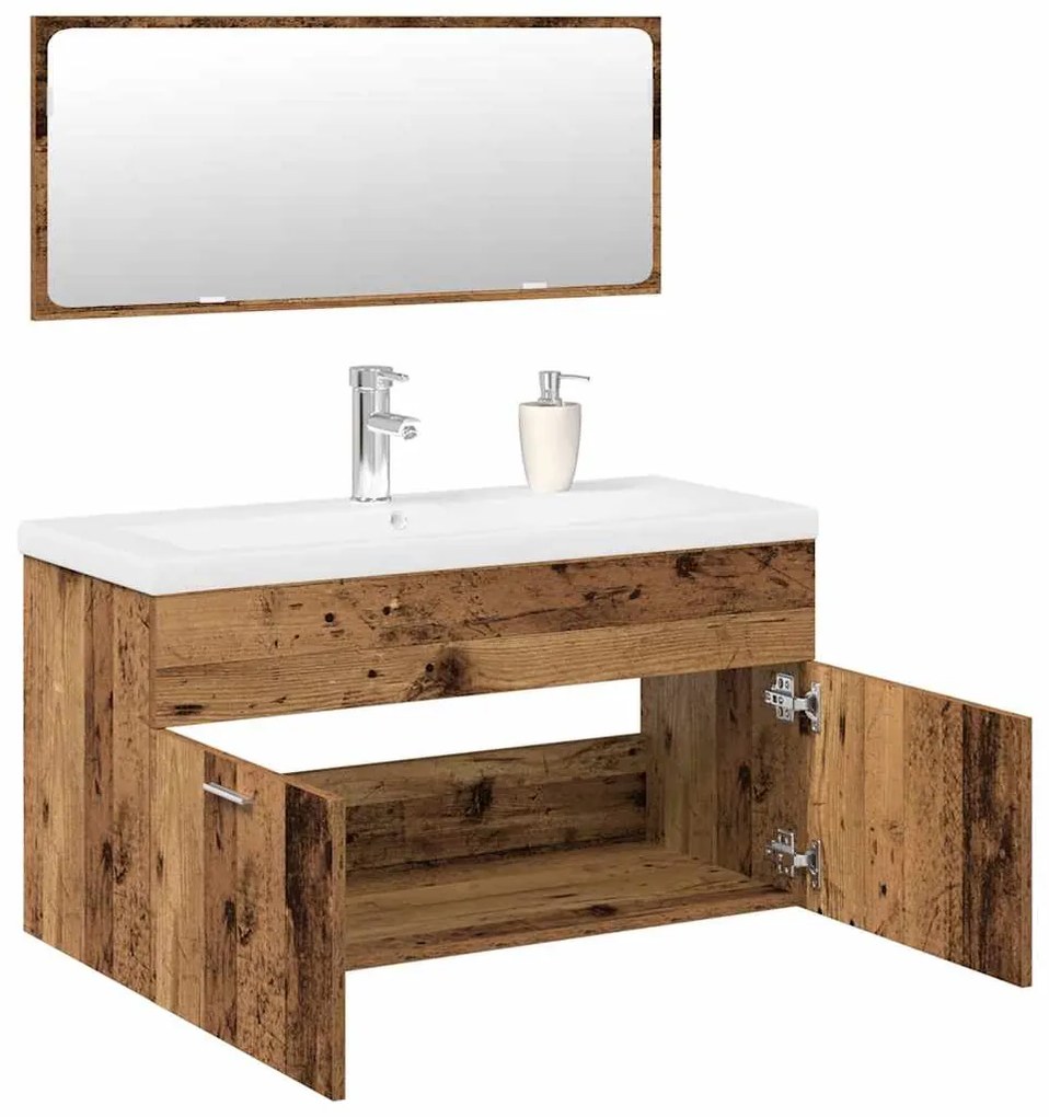 3dílná koupelnová sestava old wood kompozitní dřevo 3328911
