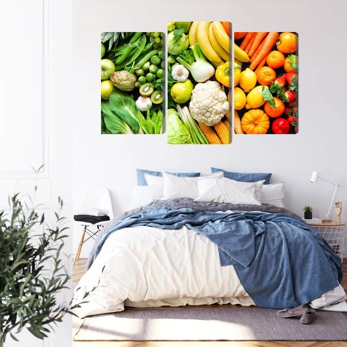 Vícedílný obraz Ovoce A Zelenina V Barvách Duhy Nedostatek Nedostatek Plátno Canvas 150x100