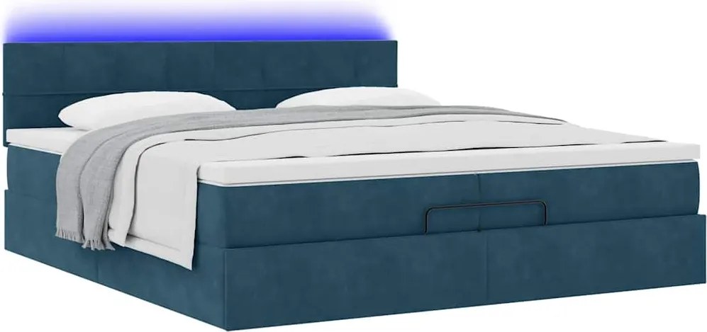 osmanská postel s matracemi a LED diodami tmavě modrá 200x200cm 3312648