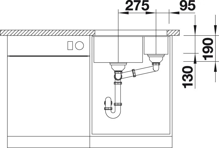 Granitový dřez Blanco SUBLINE 340/160 U InFino šedá skála dřez vpravo 523559