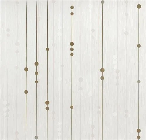 Vinylové tapety na zeď WohnSinn 54513, rozměr 10,05 m x 0,53 m, proužky s kuličkami béžovo-zlaté, Marburg