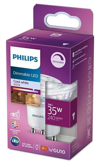 Philips | LED Stmívatelná žárovka Philips GU10/3W/230V 4000K CRI 90 | P5234