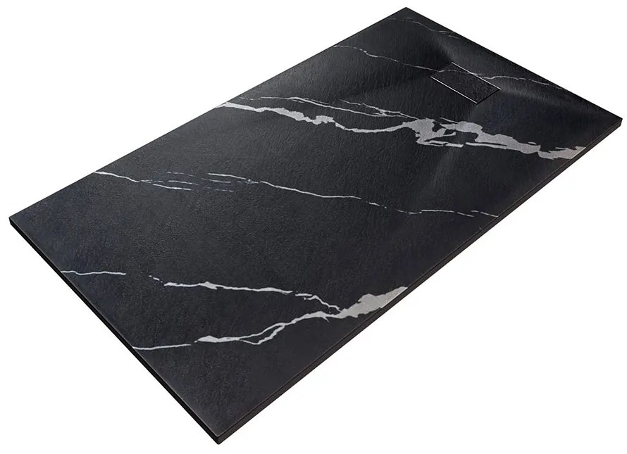 Besco Obdélníková sprchová vanička z SMC kompozitu VEXO MARBLE BLACK R 100x80 (120x80, 120-180x90) Rozměry (cm): 140x90
