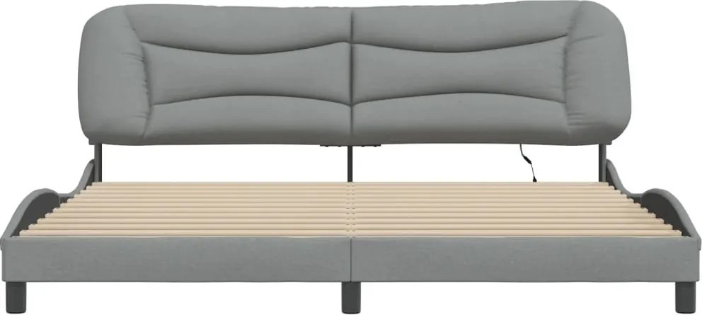 Rám postele s LED bez matrace Hvar Světle šedá 200x200 cm Látka 3213725