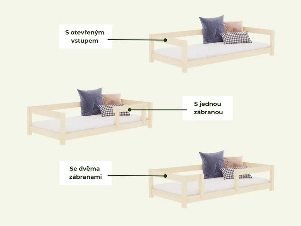 Benlemi Dětská postel STUDY se zábranou Zvolte barvu: Bílá, Zvolte rozměr: 90x190 cm, Zvolte zábranu: S otevřeným vstupem