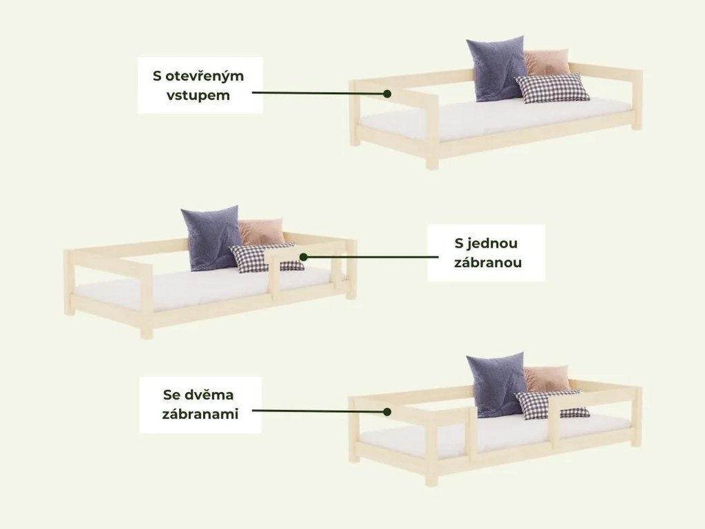 Benlemi Dětská postel STUDY se zábranou Zvolte barvu: Tmavě šedá, Zvolte rozměr: 90x190 cm, Zvolte zábranu: S jednou zábranou