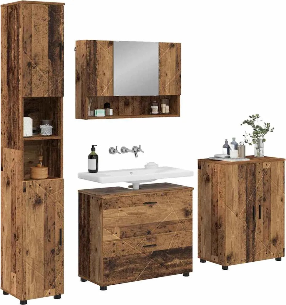 Sada koupelnového nábytku 4 ks Staré dřevo 35 x 30 x 192 cm 3393091