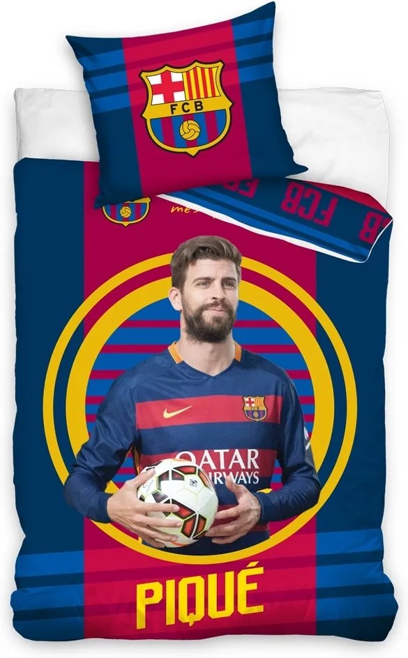 TipTrade Bavlněné povlečení FC Barcelona Pique 2016, 140 x 200 cm, 70 x 90 cm